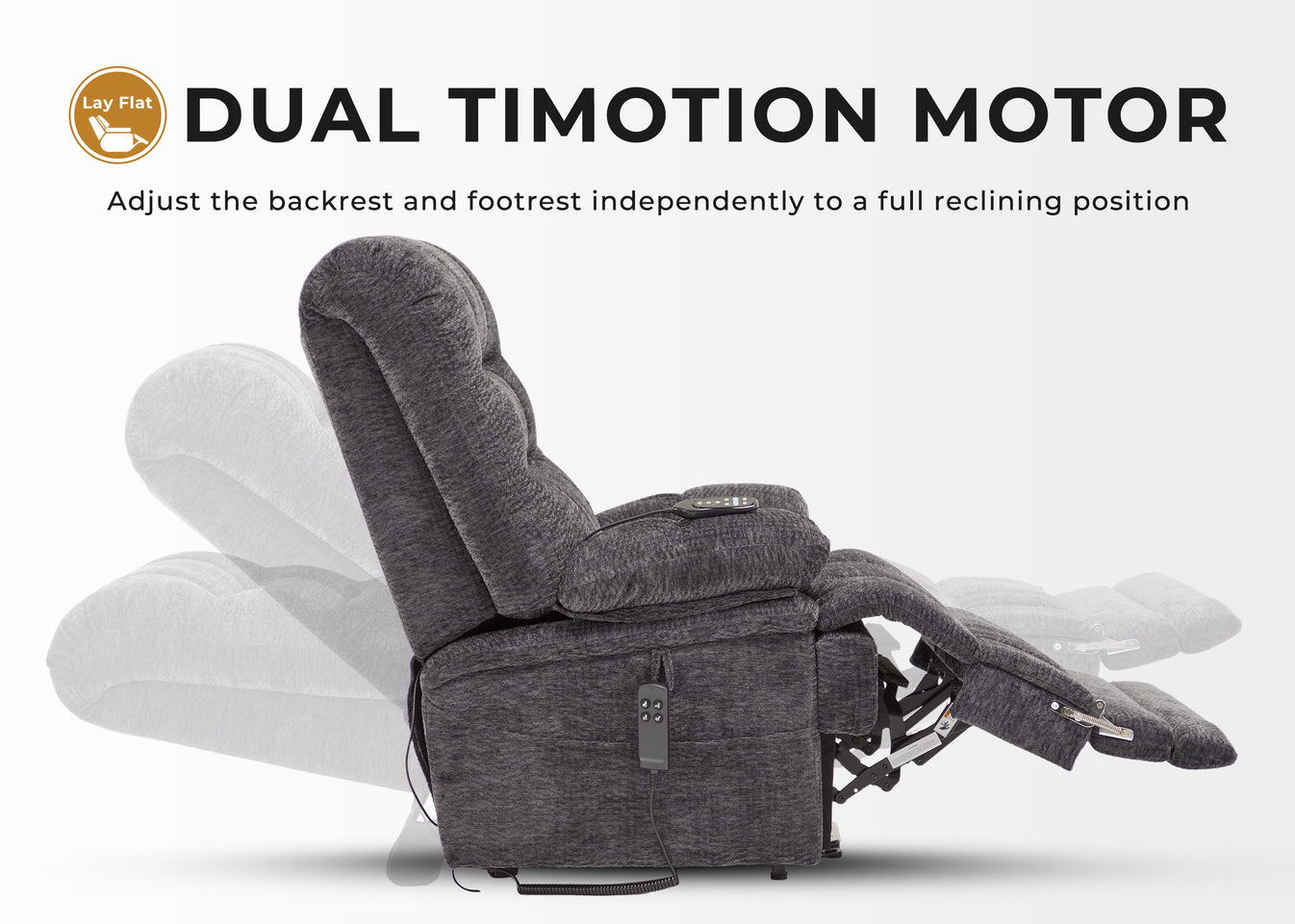 Big And Tall Lift Chair With Extended Footrest, 400LB, Heat & Massage ...