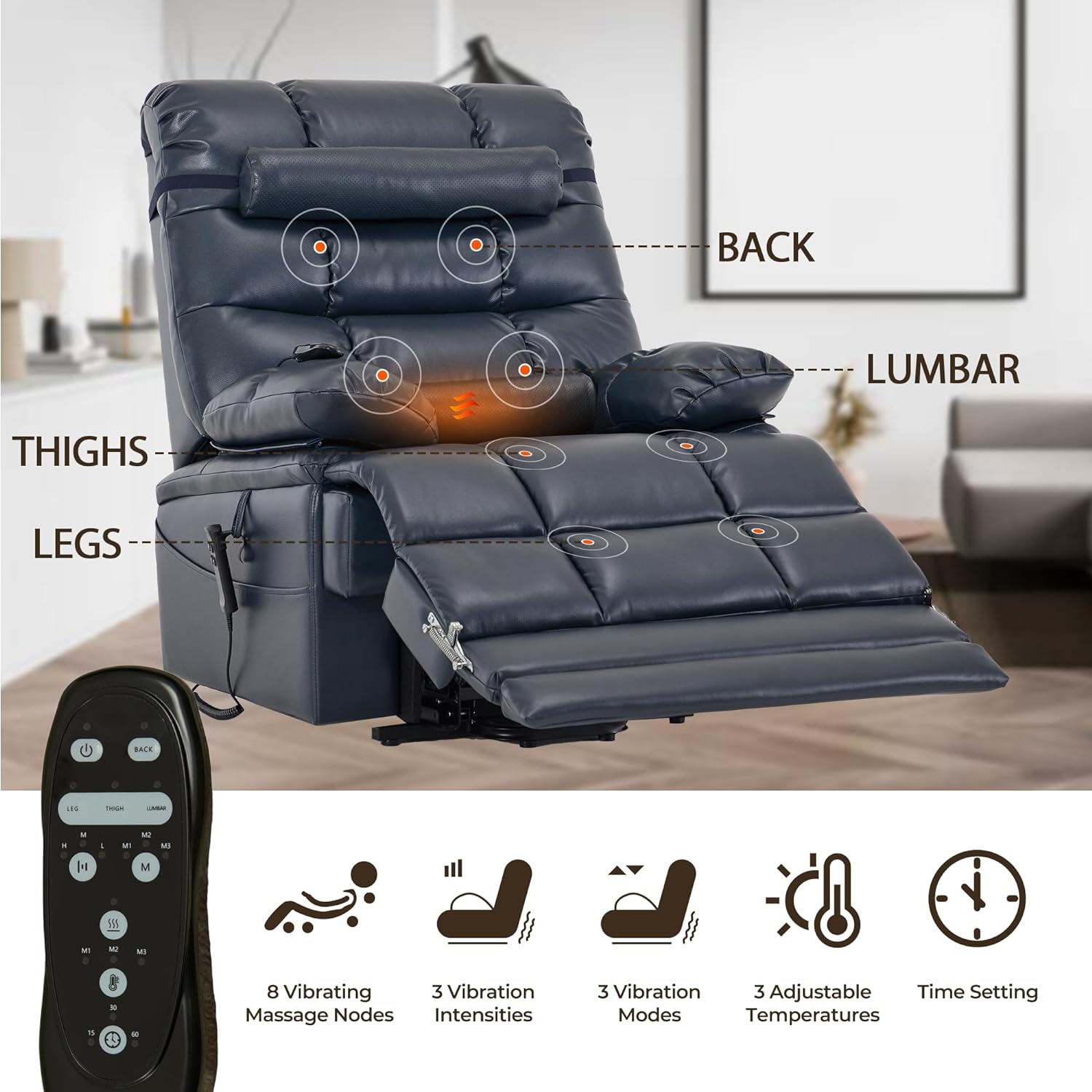 Big and Tall Recliners 400 lbs with Extrended Footrest 400 lbs