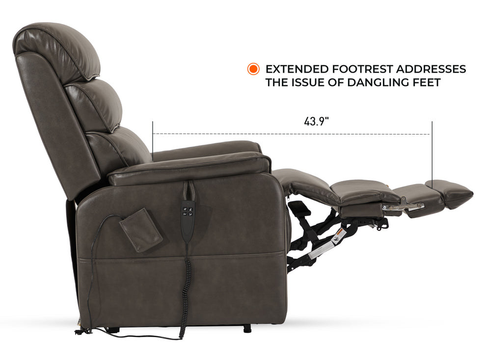 Tall Man Lift Recliner With Extended Footrest, 400 lb, Heat & Massage ...